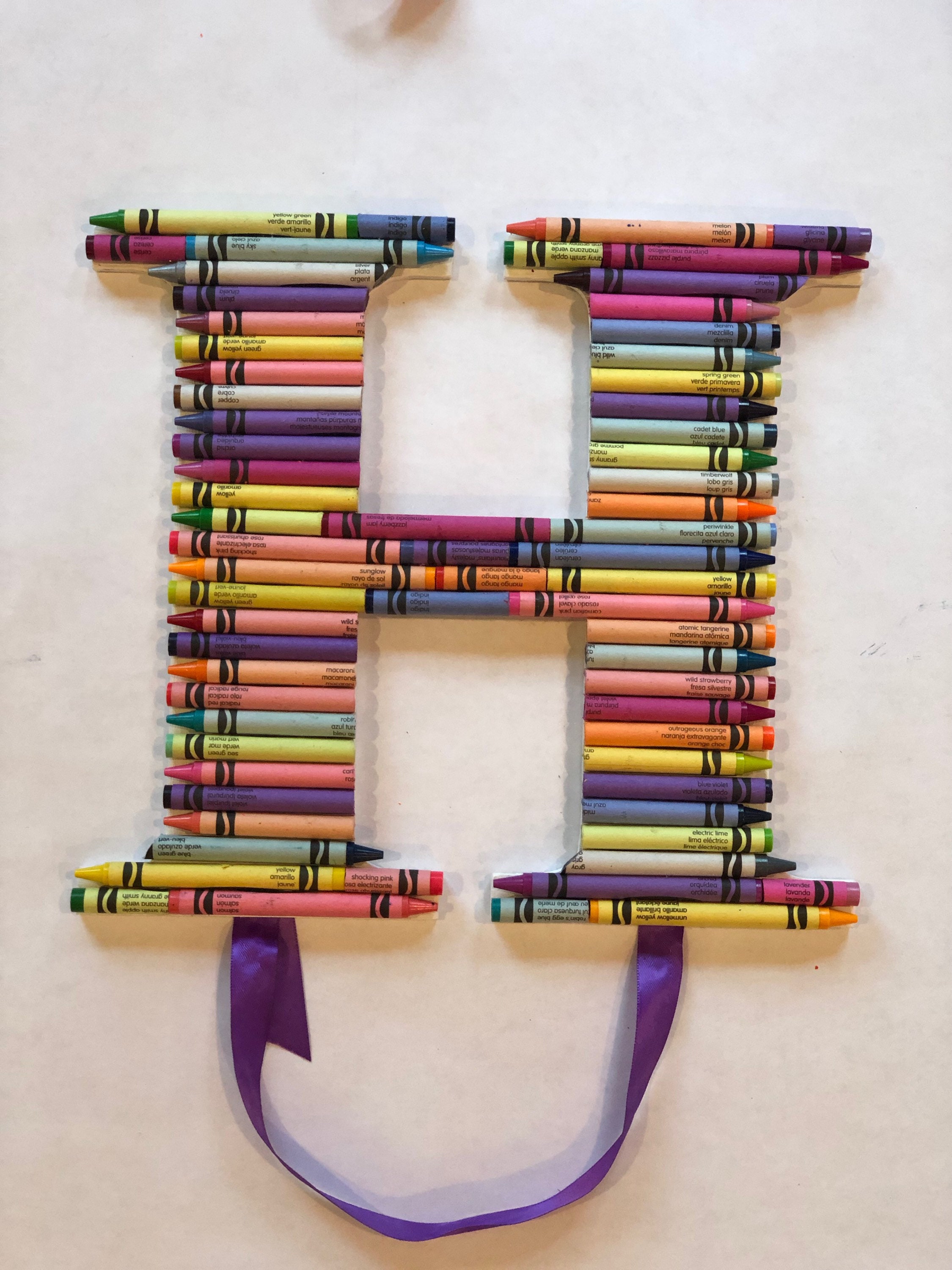 Single Crayon Initial on a Ribbon Hanger Hanging Monogram | Etsy