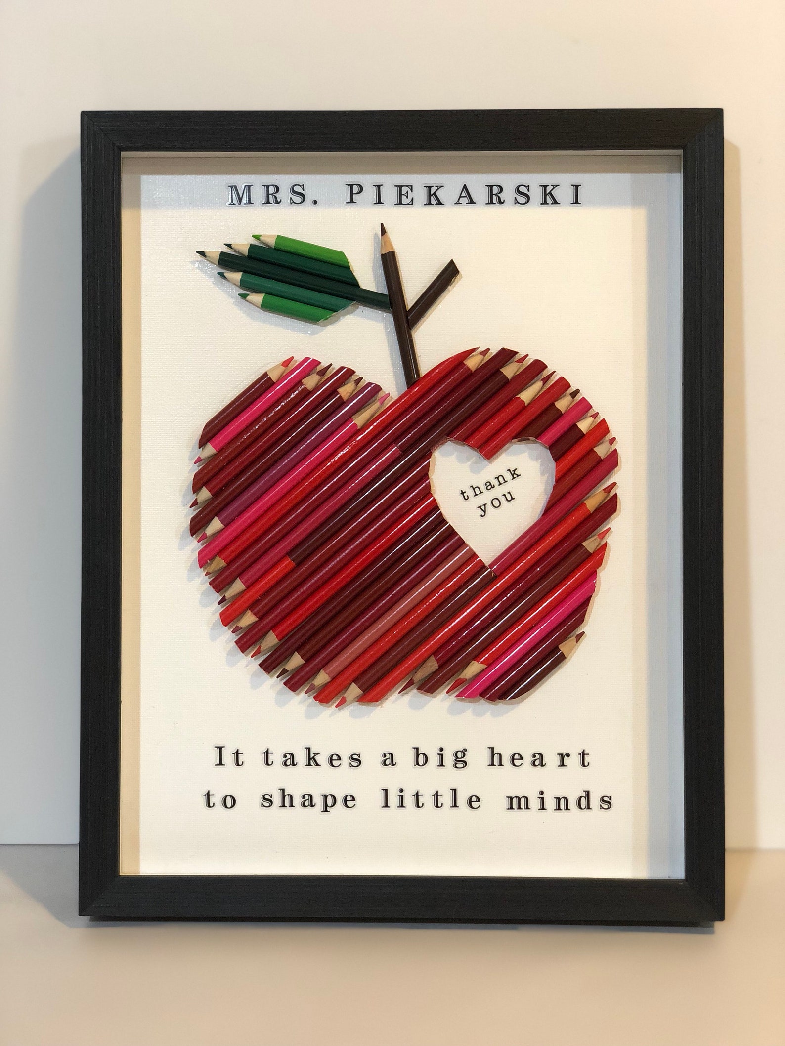 Apple Teacher Gift Framed Red Colored Pencil Personalized | Etsy