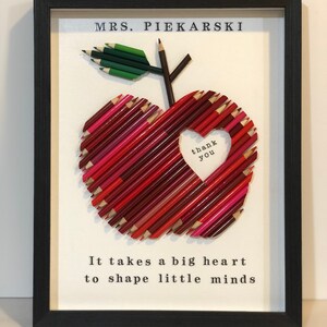Apple Teacher Gift Framed Red Colored Pencil Personalized | Etsy