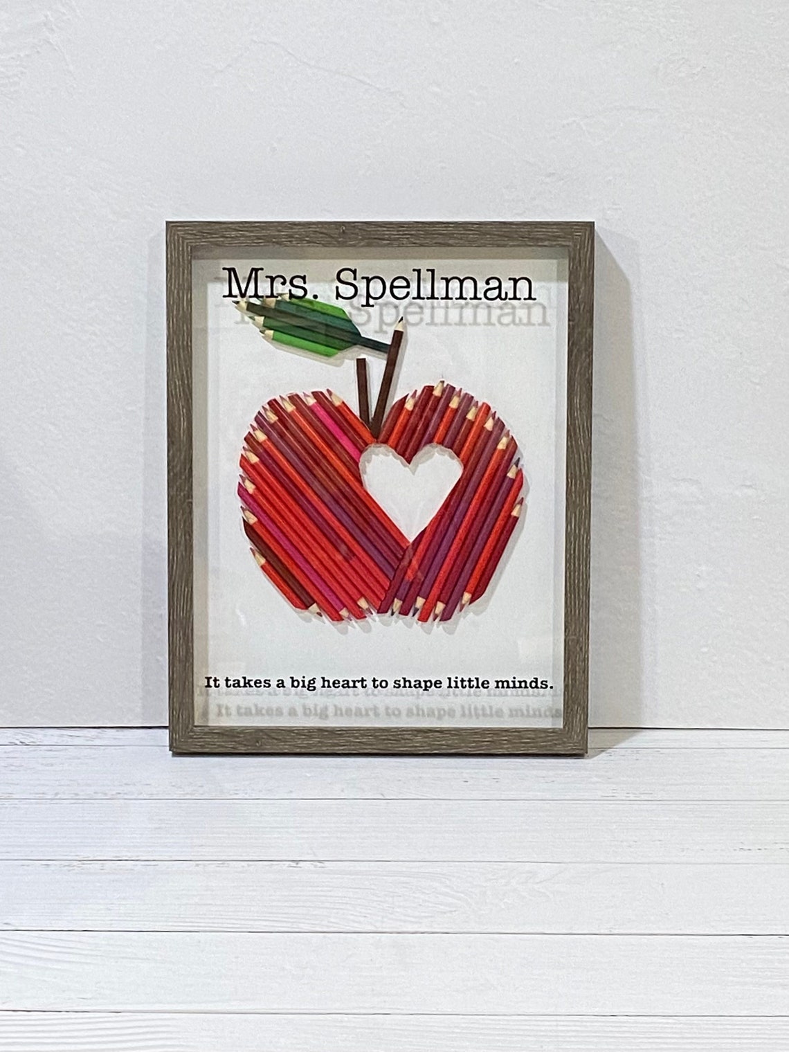 Apple Teacher Gift Framed Red Colored Pencil Personalized - Etsy