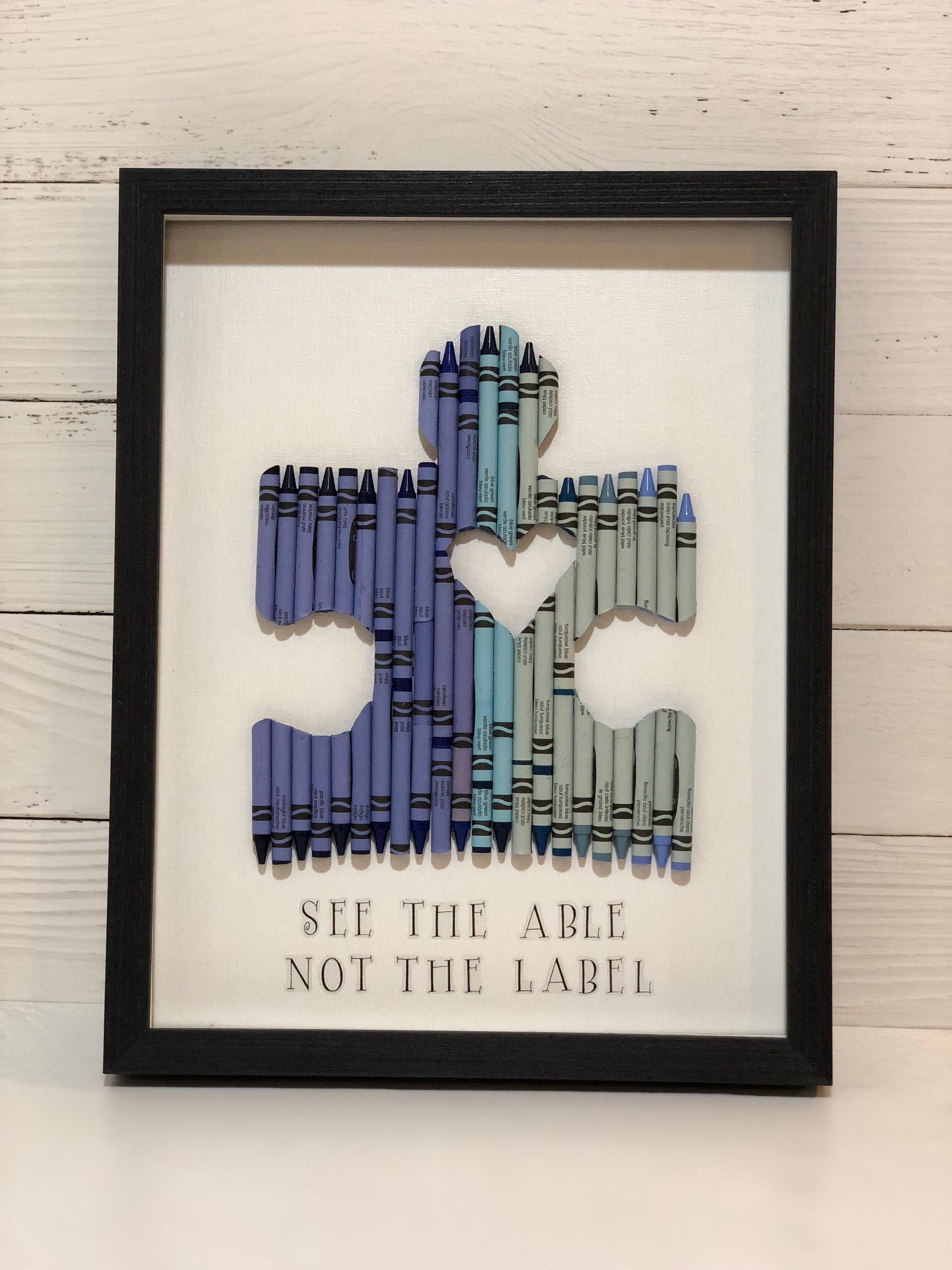 Autism Awareness Puzzle Piece Crayon Art Wall Art puzzle | Etsy