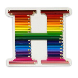 Letter H, Alphabet Letter Vinyl Decal / Cute Sticker / Crayon Monogram ...