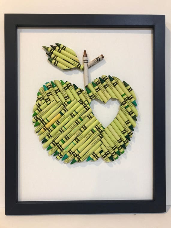 Crayon Apple Teacher Gift Green Apple Framed Crayon - Etsy