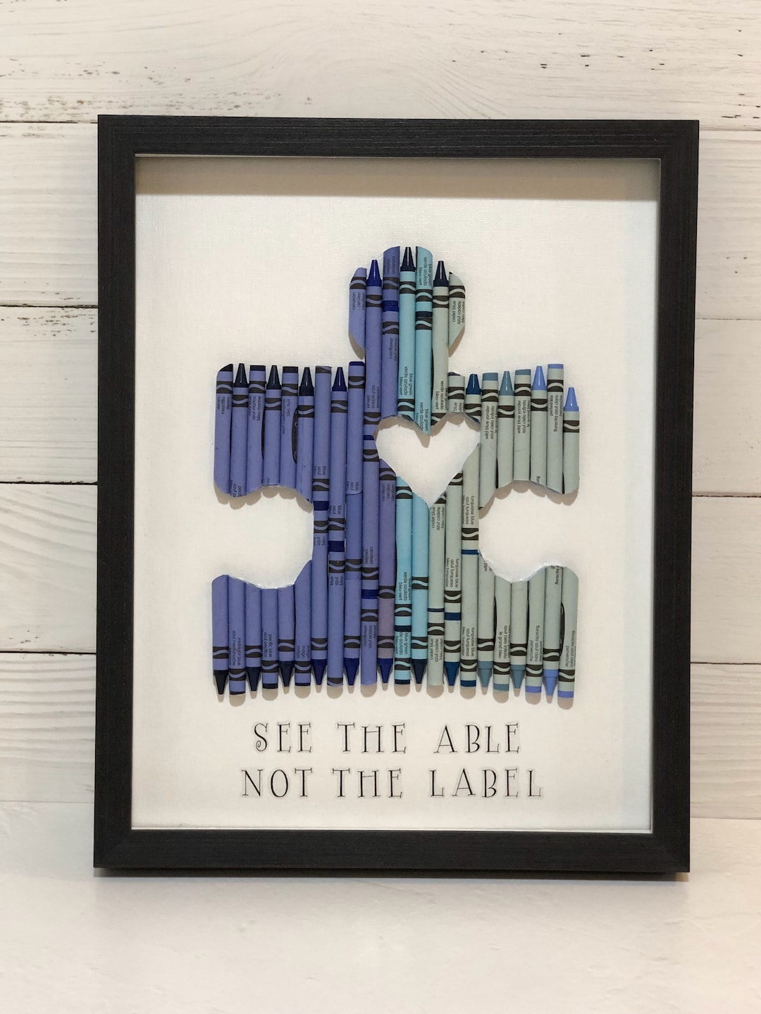 Autism Awareness Puzzle Piece Crayon Art, Wall Art Puzzle Piece ...