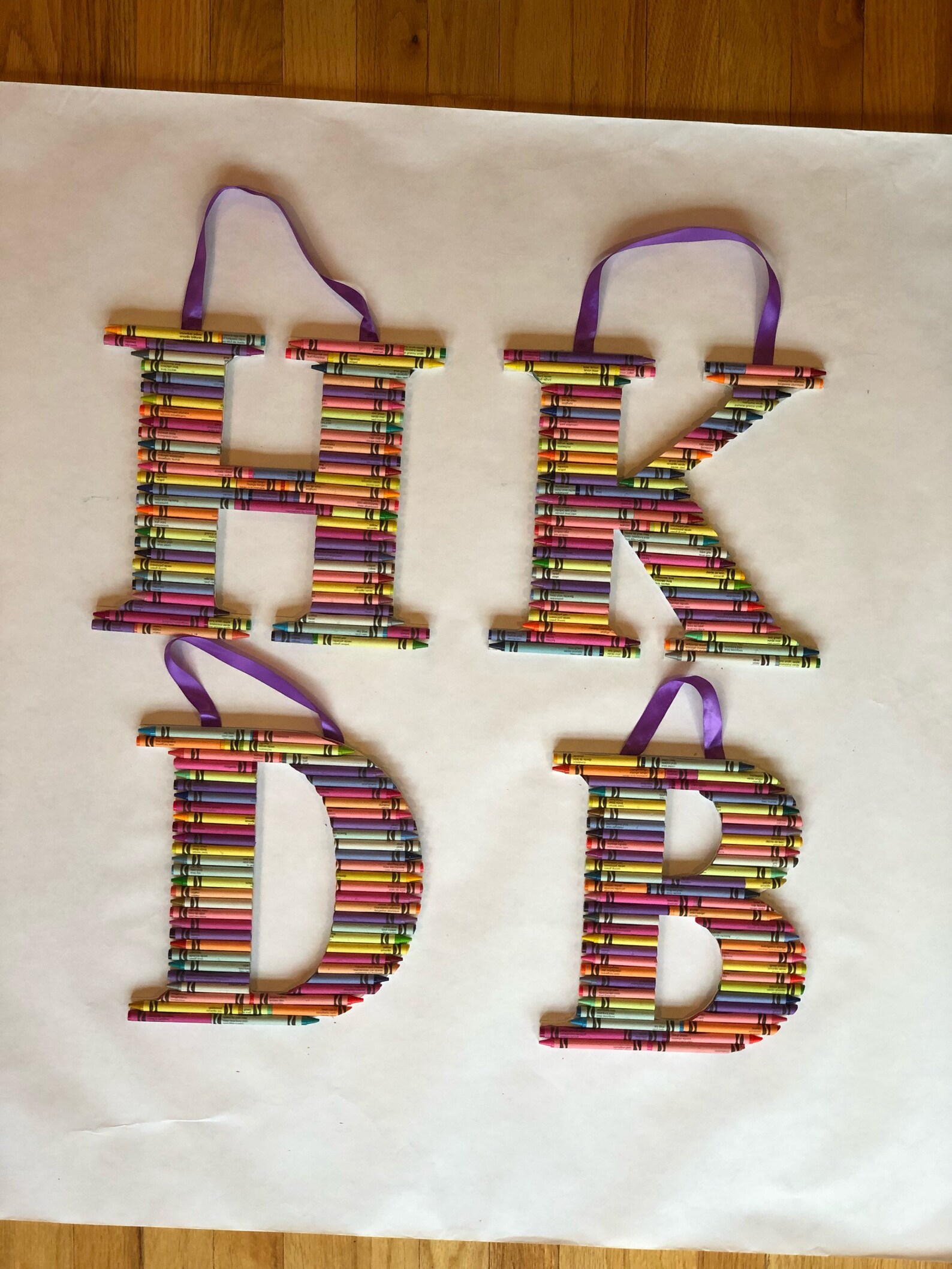 Single Crayon Initial on a Ribbon Hanger Hanging Monogram | Etsy