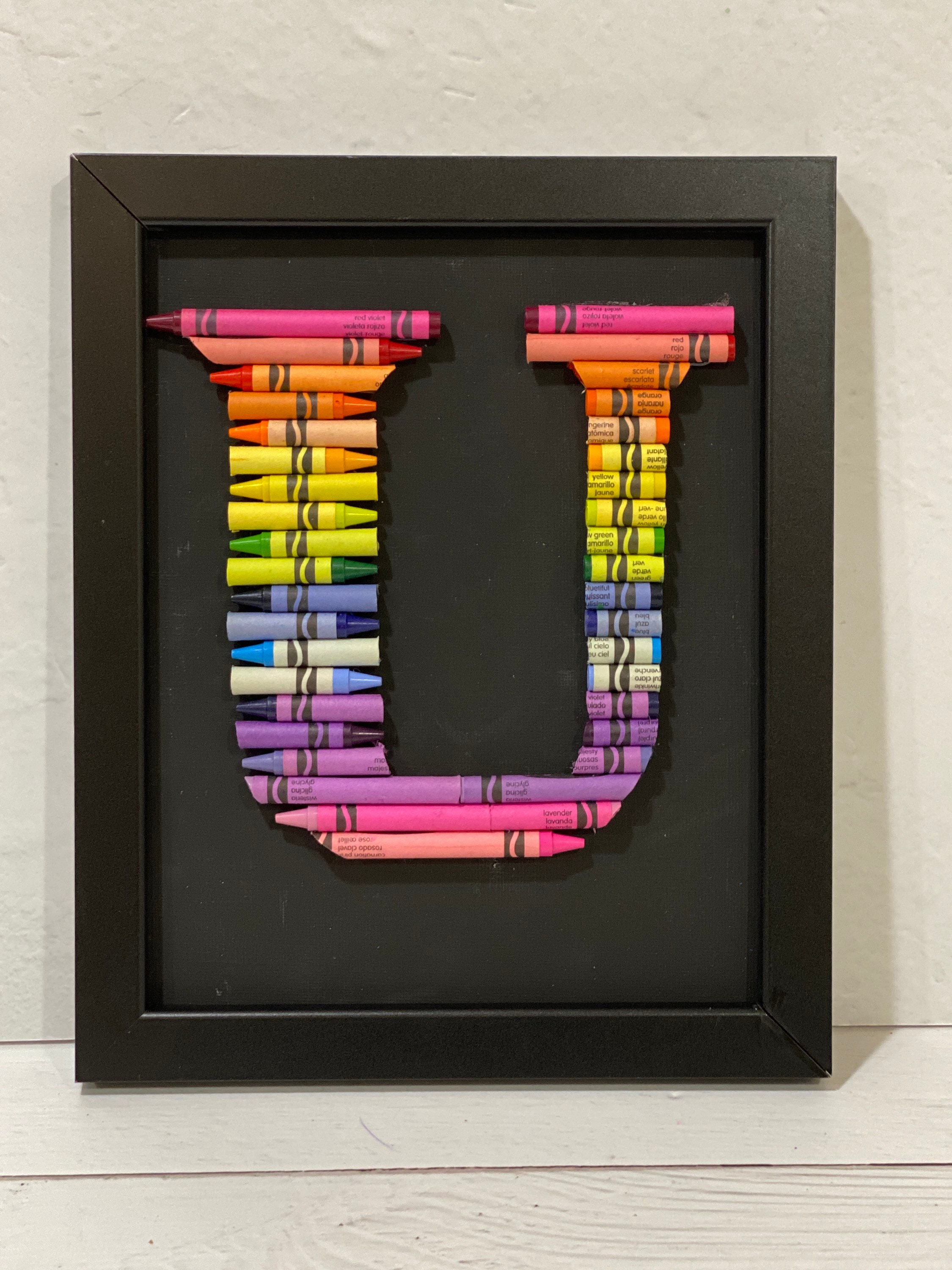 READY TO SHIP Letter U Crayon Monogram Small // Rainbow | Etsy