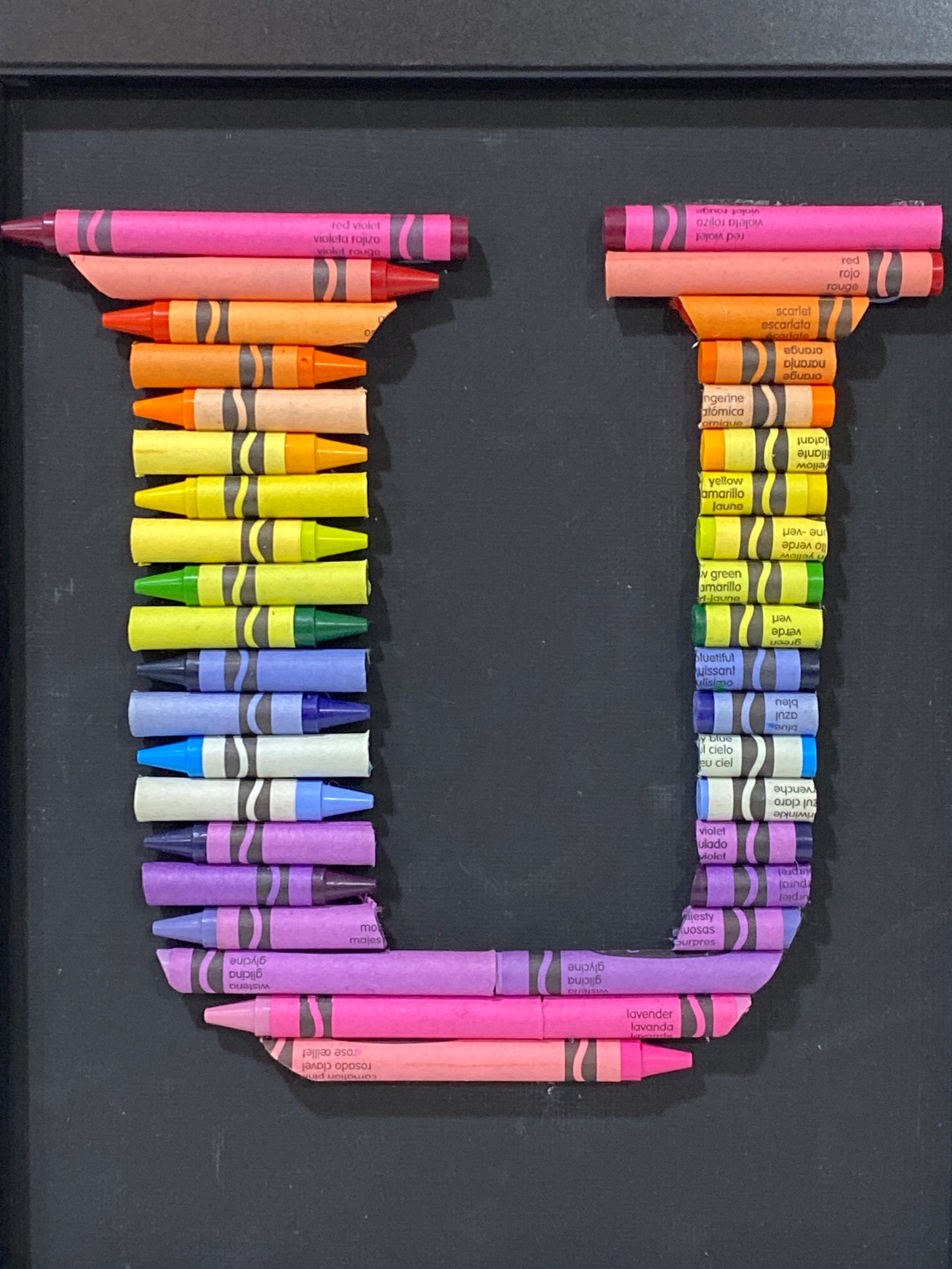 READY TO SHIP Letter U Crayon Monogram Small // Rainbow - Etsy