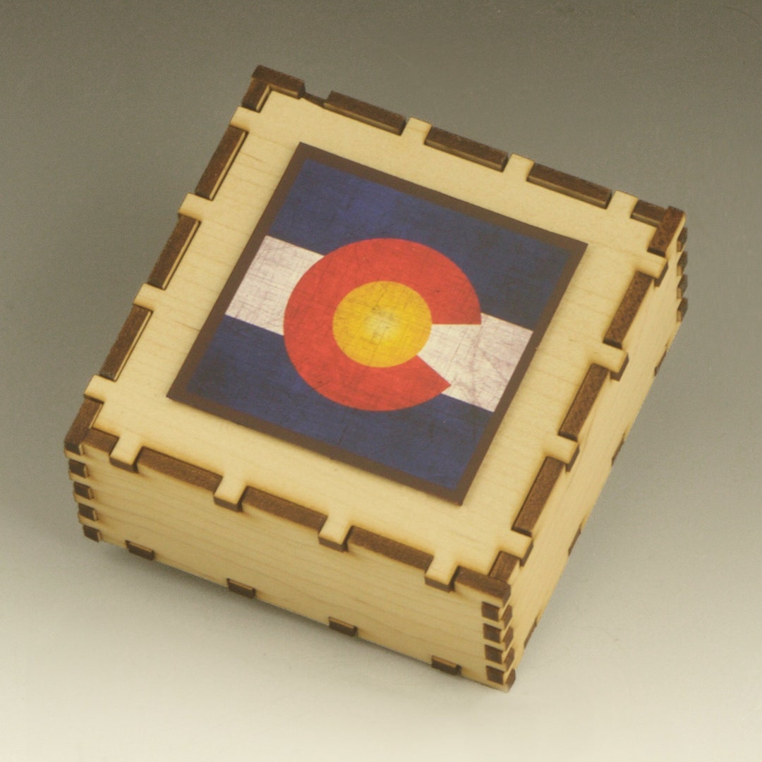 Colorado Flag Theme Wood Jewelry Box, Wood Trinket Box, Wood Keepsake ...