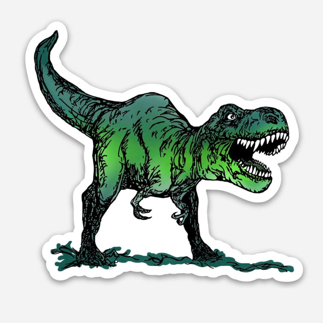 RAWR Green Dino Vinyl Sticker - Etsy