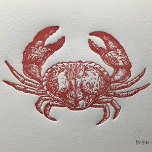 Red Crab Letterpress Print - Etsy