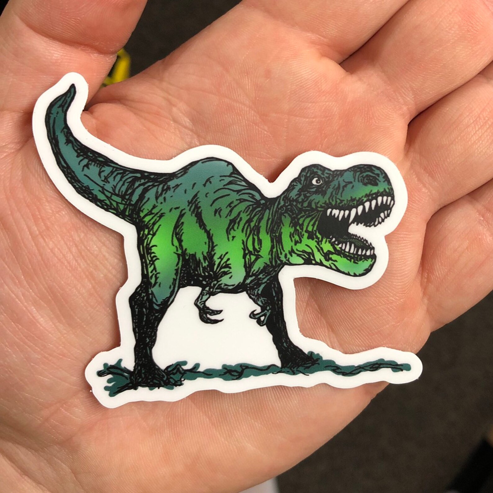 RAWR Green Dino Vinyl Sticker - Etsy