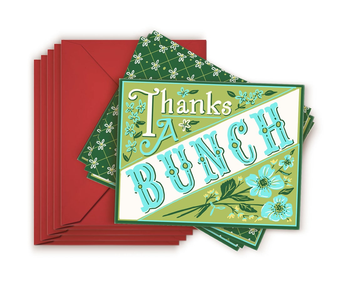 Horizontal Thank You Card, Flowers, Blank Thanks A Bunch Card, Gift ...