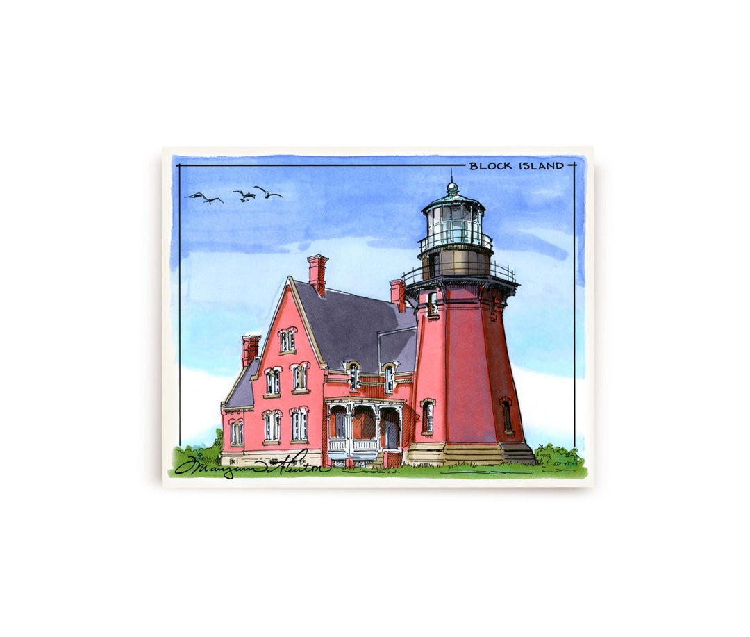 Block Island Lighthouse Art Print, Rhode Island Home Decor - Etsy