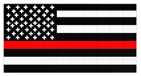 Thin Line Crochet Graph Red line firefighter support with | Etsy