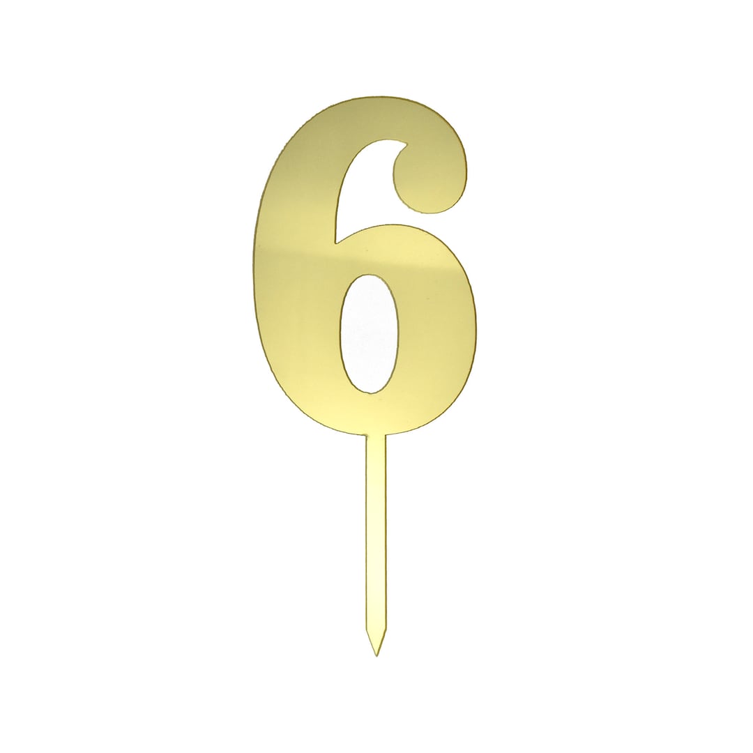 Metallic Acrylic Number 6 Cake Topper Gold 7-1/2-inch - Etsy