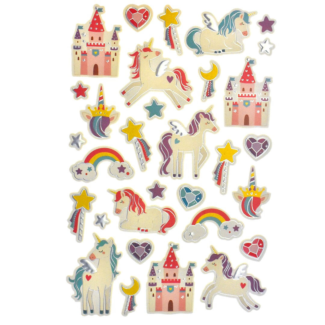 Fantasy Unicorns 3D Foam Sticker Sheet 1-1/4-inch 32-piece - Etsy