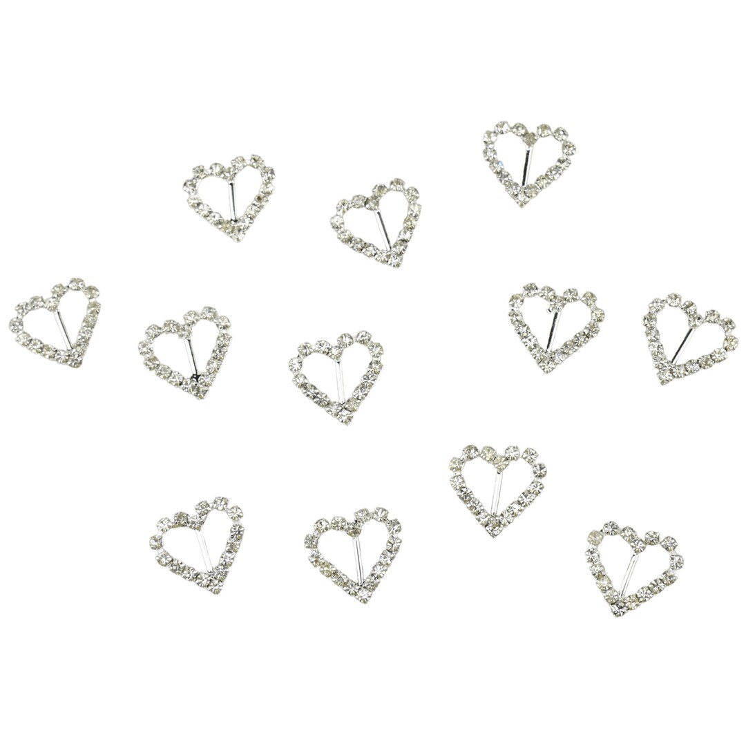 Rhinestone Heart Mini Buckle Accents, 3/4-inch, 12-count Silver - Etsy
