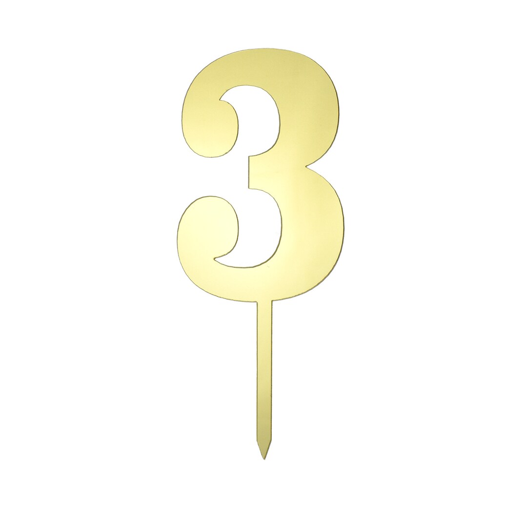 Metallic Acrylic Number 3 Cake Topper, Gold, 7-1/2-inch - Etsy