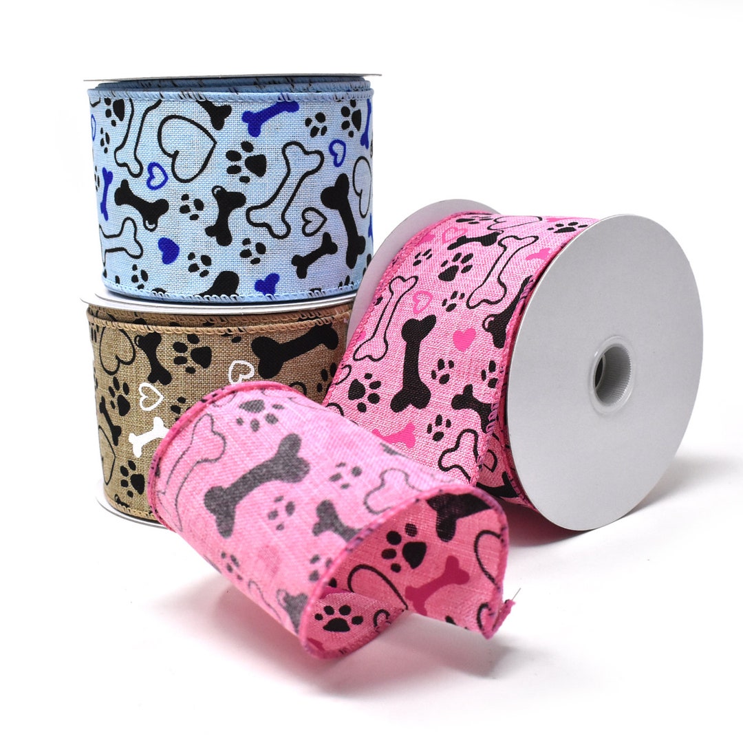 Dog Paw Doggy Bone Wired Linen Ribbon, 2-1/2-inch, 10-yard - Etsy