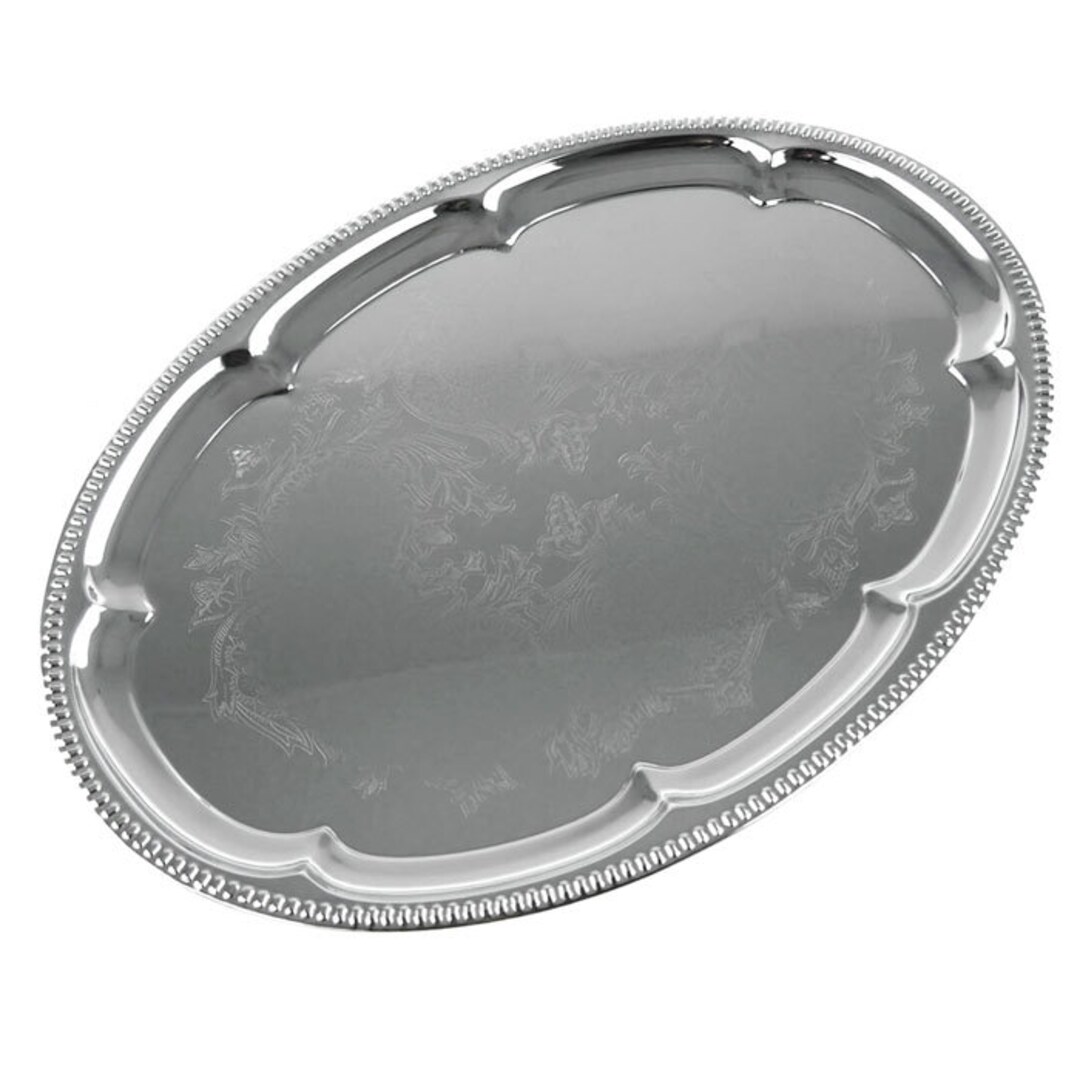 Reflective Serving Oval Tray Brass Engraved 16-inch - Etsy