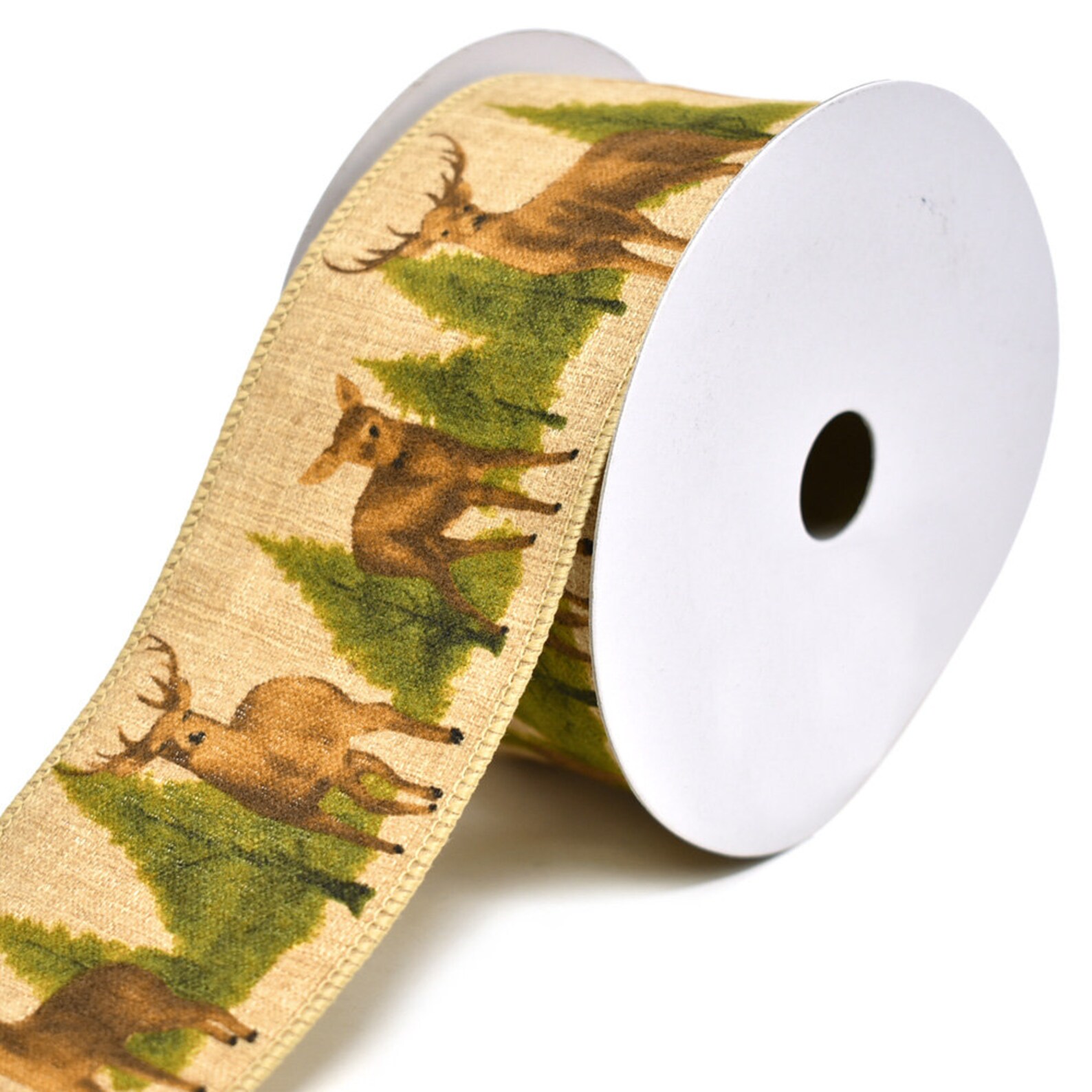 Deer and Trees Woodlands Christmas Wired Ribbon 2-1/2-inch - Etsy