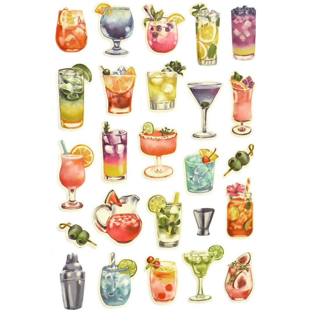 Tropical Drinks Puffy 3D Sticker Sheet, 1-1/4-inch, 25-piece - Etsy