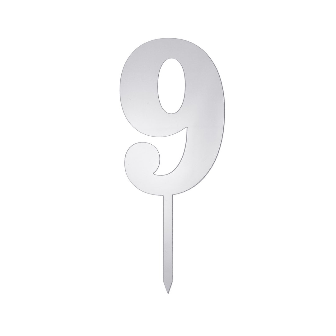 Metallic Acrylic Number 9 Cake Topper, Silver, 7-1/2-inch - Etsy