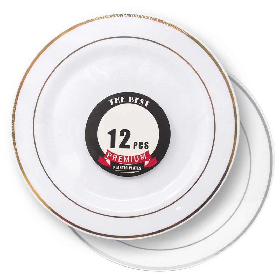 Disposable Deluxe Plastic Plates With Stamping Ring, 10-1/2-inch, 12 ...