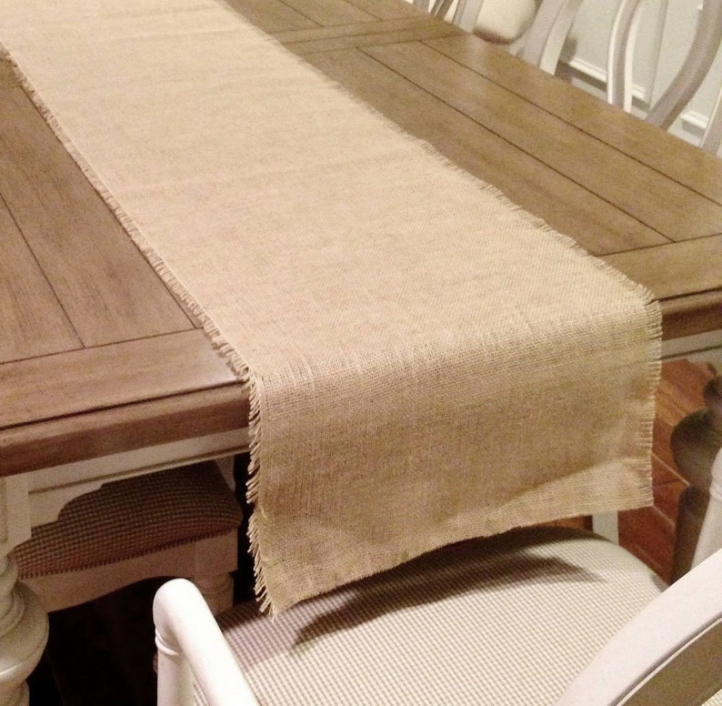 Natural Burlap Jute Table Runner With Fringe Edge | Etsy