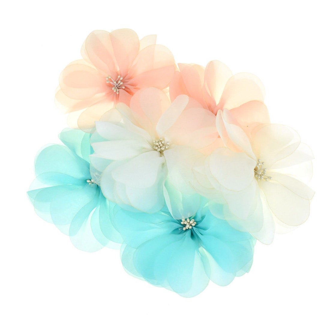 Organza Flowers With Beaded Center, 5-3/4-inch, 2-count - Etsy