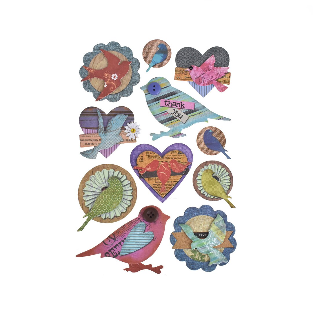 Colorful Chickadee 3D Paper Craft Stickers, 11-piece - Etsy