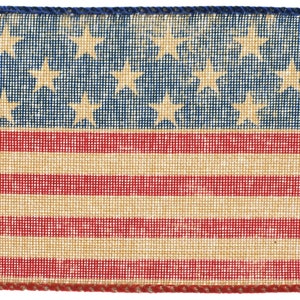 Patriotic Vintage American Flag Pattern Wired Ribbon, 2-1/2-inch, 10 ...