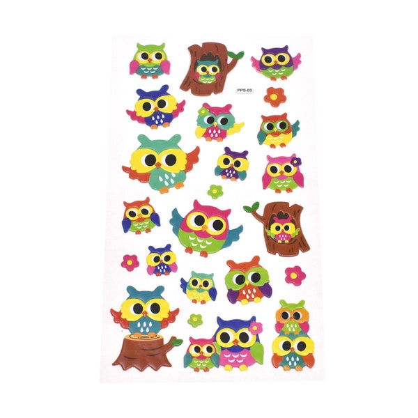 Puffy Owl Stickers - Etsy