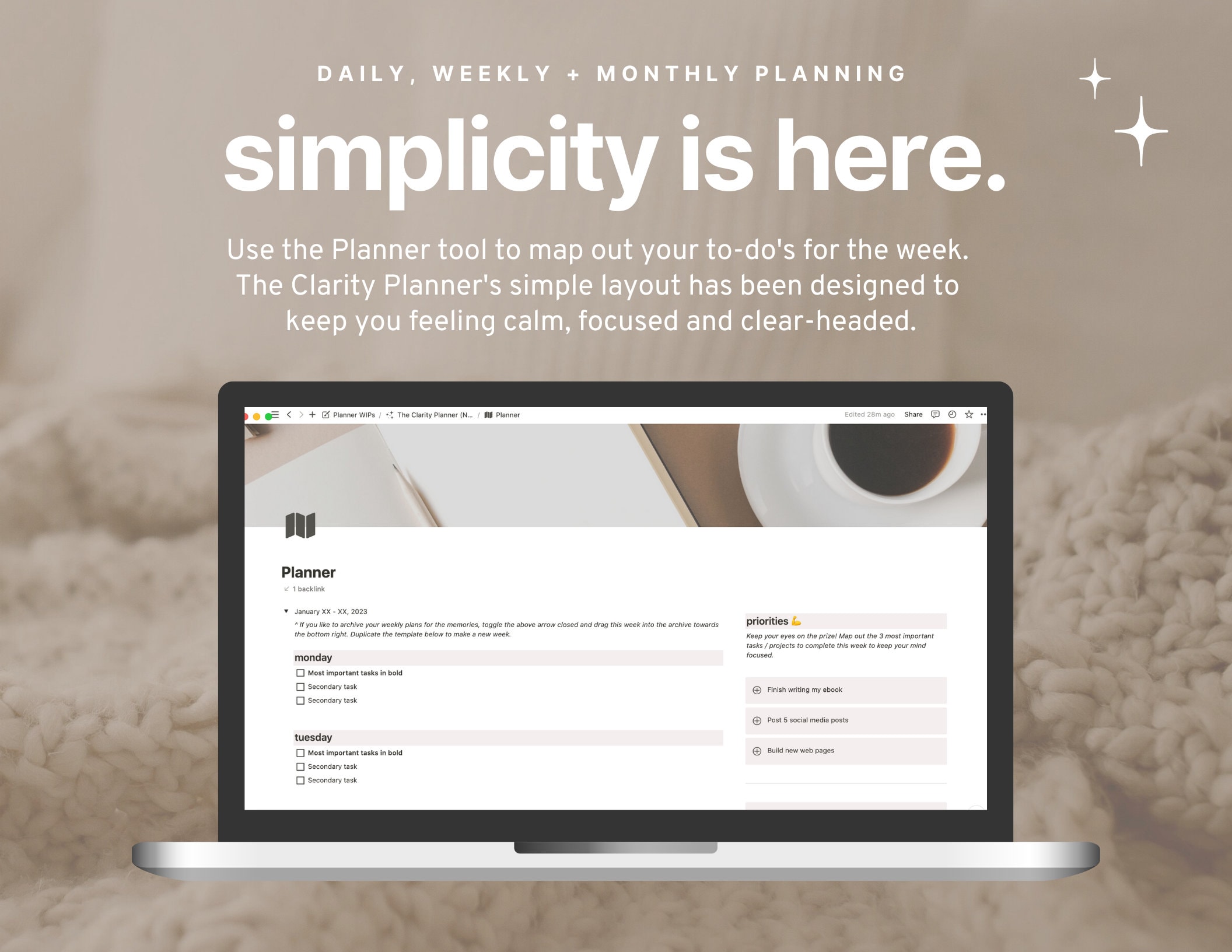Notion Template || Cozy Neutral Aesthetic | Notion Planner | Notion ...