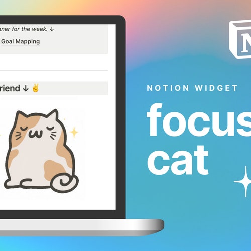Notion Template Widget Focus Friend Cat for ADHD Planner - Etsy