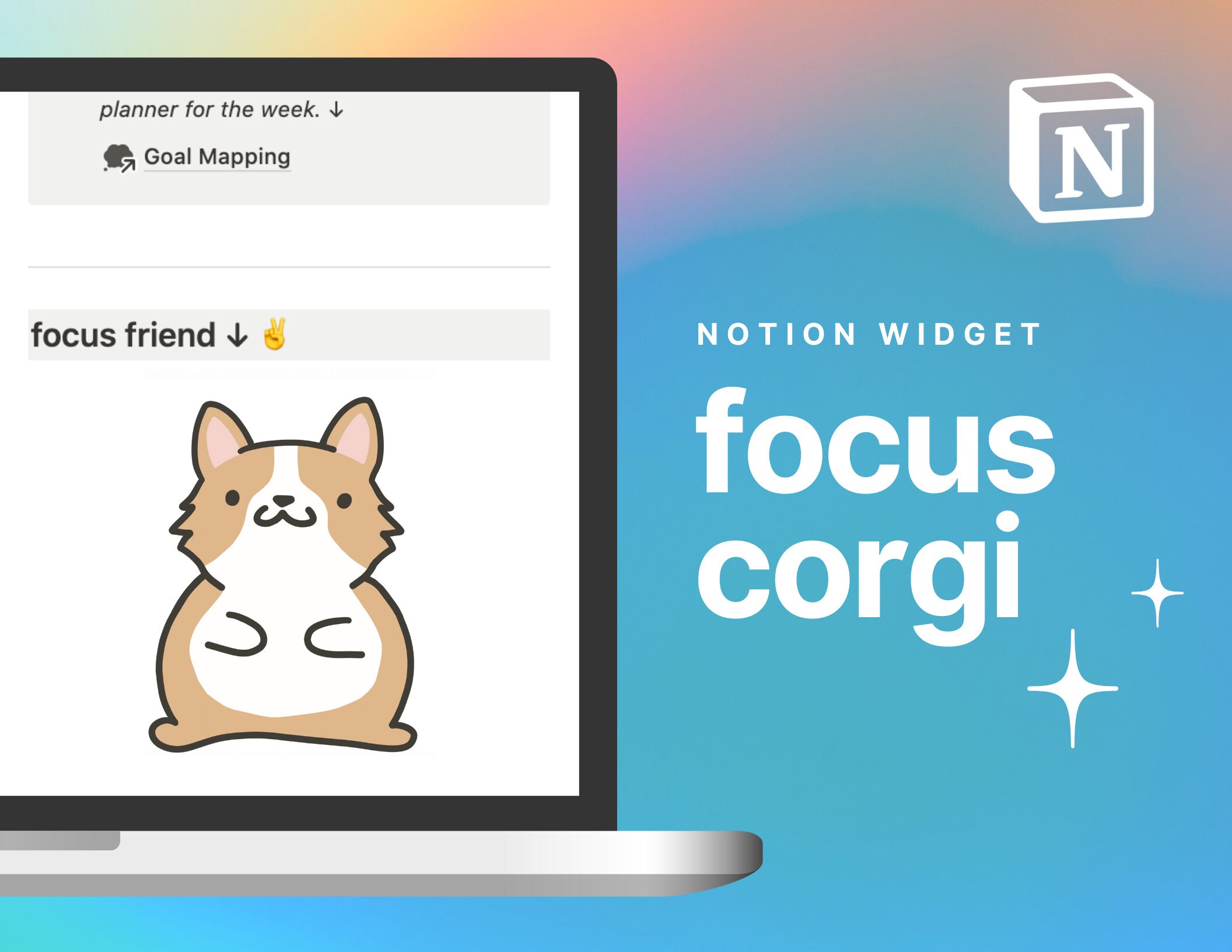 Notion Template Widget || Focus Friend Dog Corgi Widget for ADHD ...