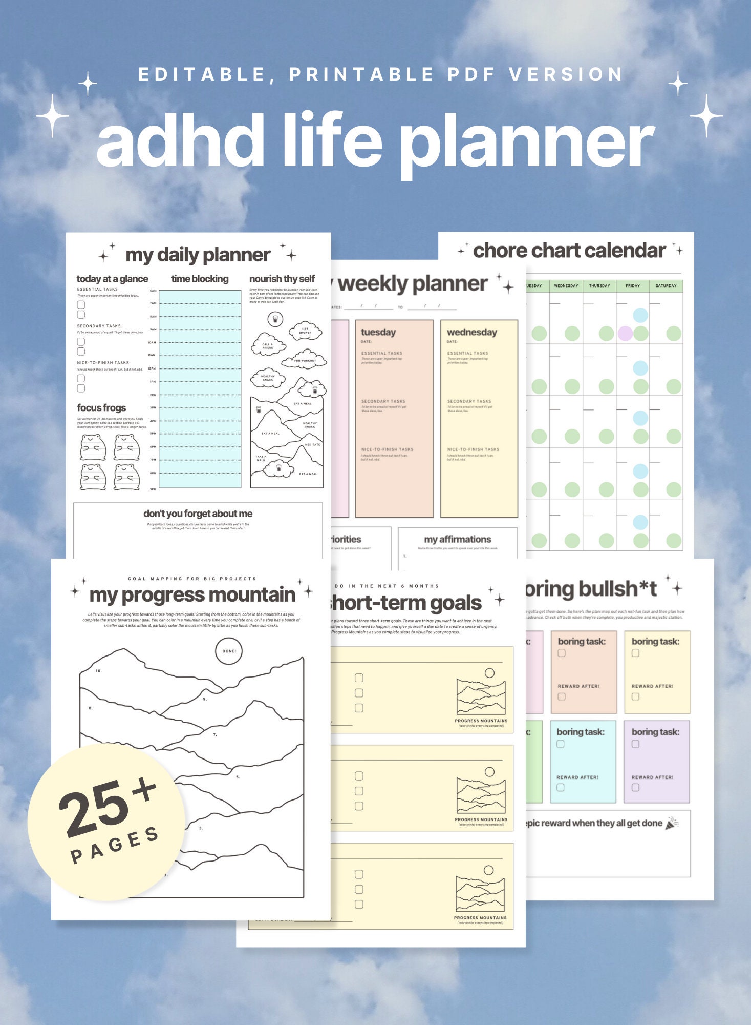 ADHD Planner PRINTABLE Version ADHD Life Planner Weekly Planner Self ...