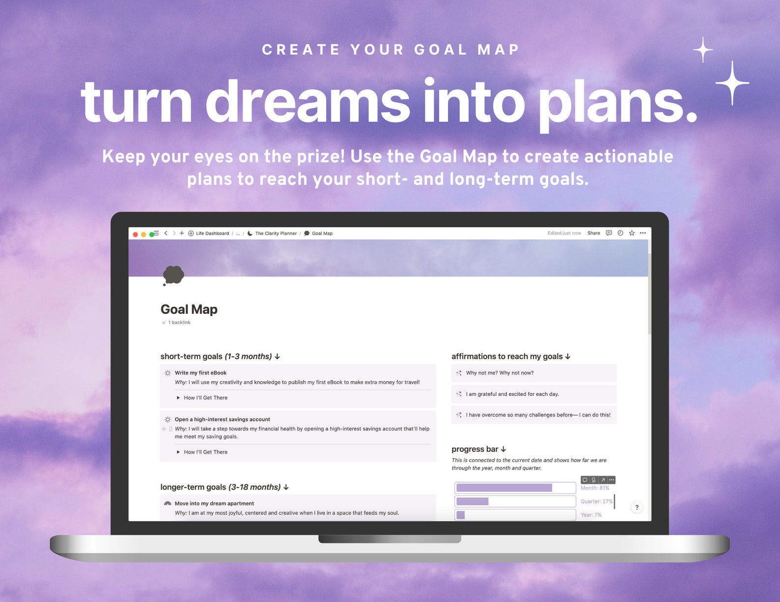 Notion Template || Purple Aesthetic | Dreamy Notion ADHD Planner ...