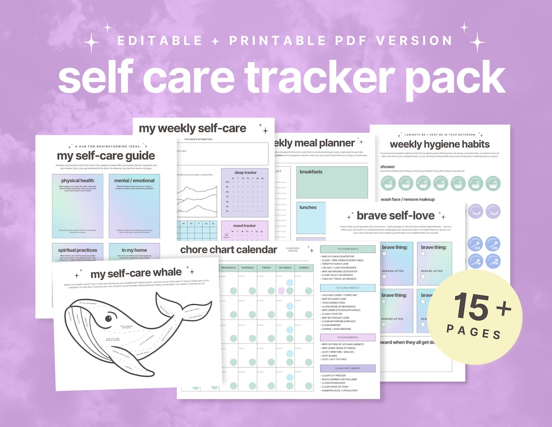 Self Care Planner Habit Tracker Pack || Printable + Editable - Etsy