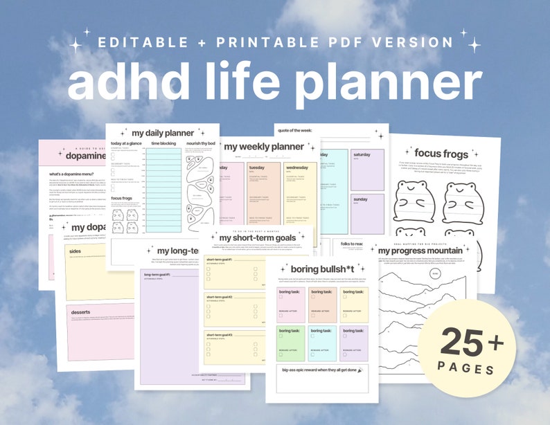 ADHD Planner PRINTABLE Version ADHD Life Planner Weekly - Etsy