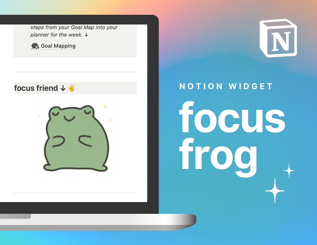 Notion Template Widget || Focus Friend Frog Widget for ADHD Planner ...