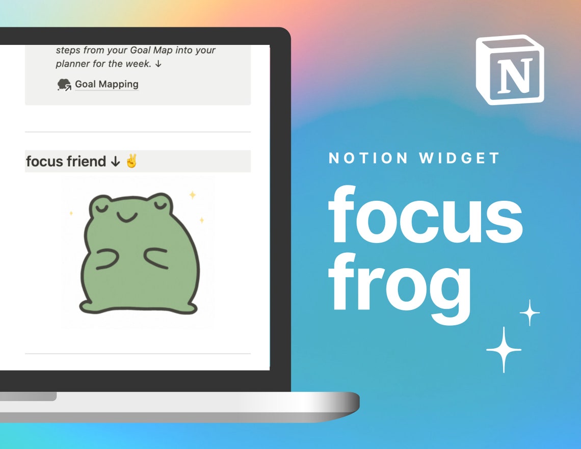 Notion Template Widget || Focus Friend Frog Widget for ADHD Planner ...