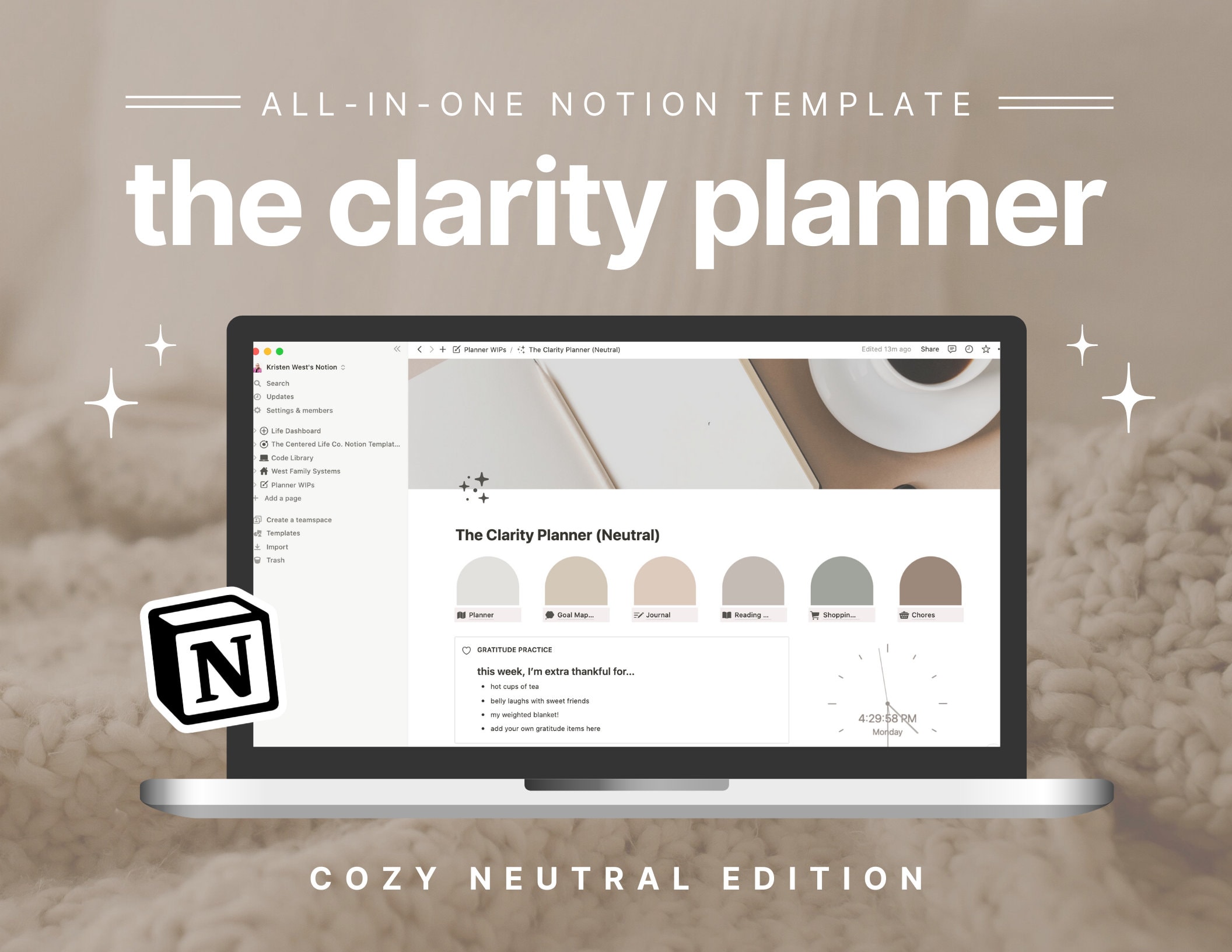 Notion Template || Cozy Neutral Aesthetic | Notion Planner | Notion ...
