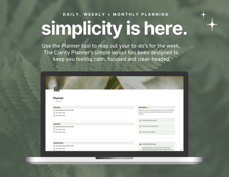 Notion Template Minimal Nature Aesthetic Notion ADHD Planner Notion ...