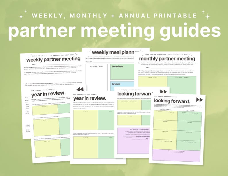 Partner Meeting Guide Pack | Weekly, Annual, Monthly Planning Check-ins ...