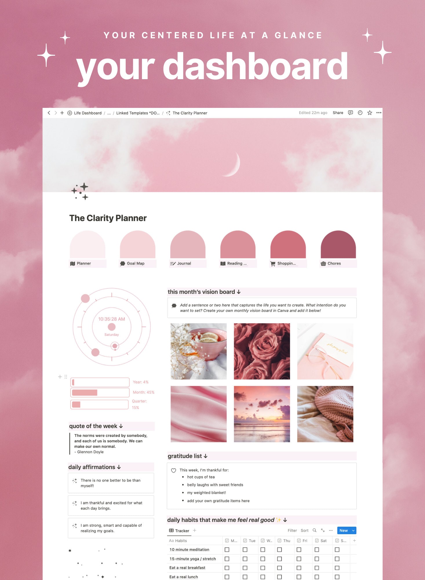 Notion Template Pink Aesthetic Colorful Notion ADHD Planner Notion ...