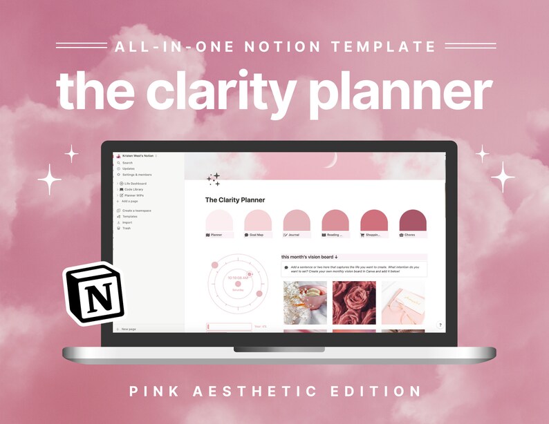 Notion Template || Pink Aesthetic | Colorful Notion ADHD Planner ...