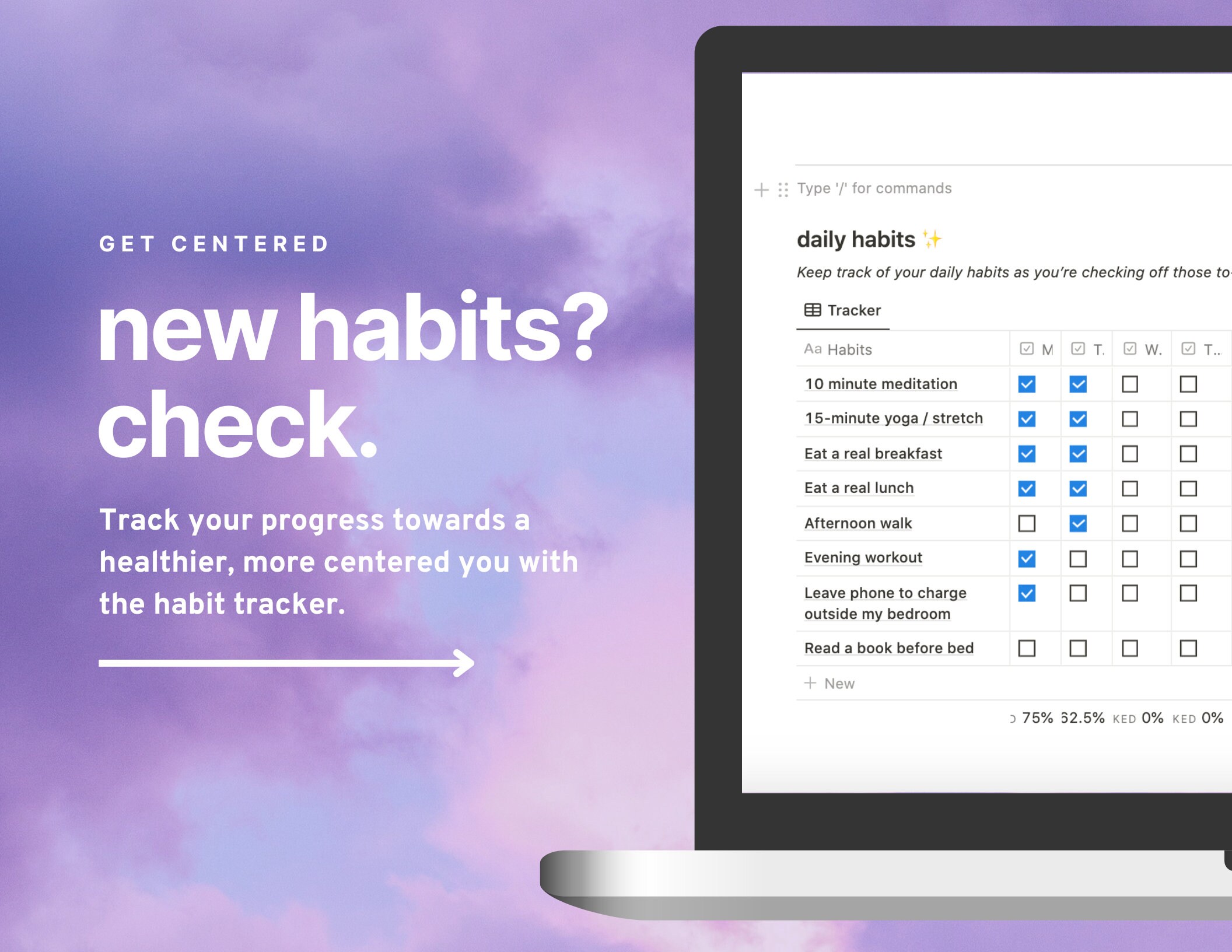 Notion Template || Purple Aesthetic | Dreamy Notion ADHD Planner ...