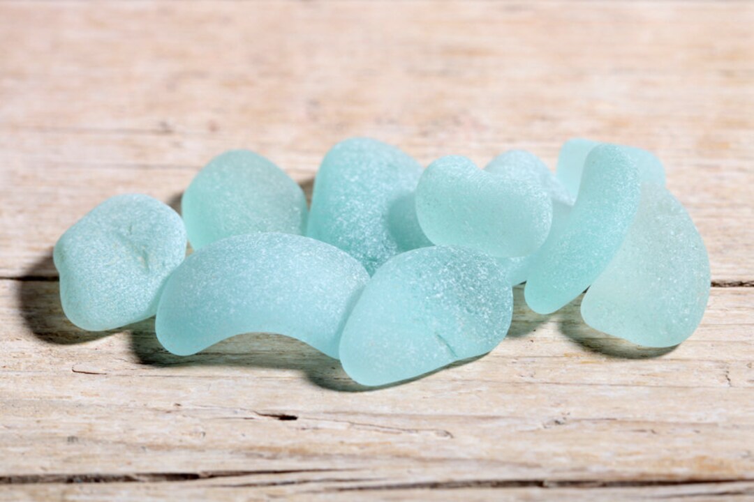 Italian Genuine Thick Aqua Sea Glass for Jewelry / 10 Pieces sg-0010-62 ...