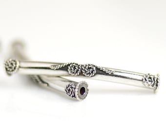 One (1) BALI .925 Sterling Silver 35mm Curved Tube / Pipe Bead - Etsy